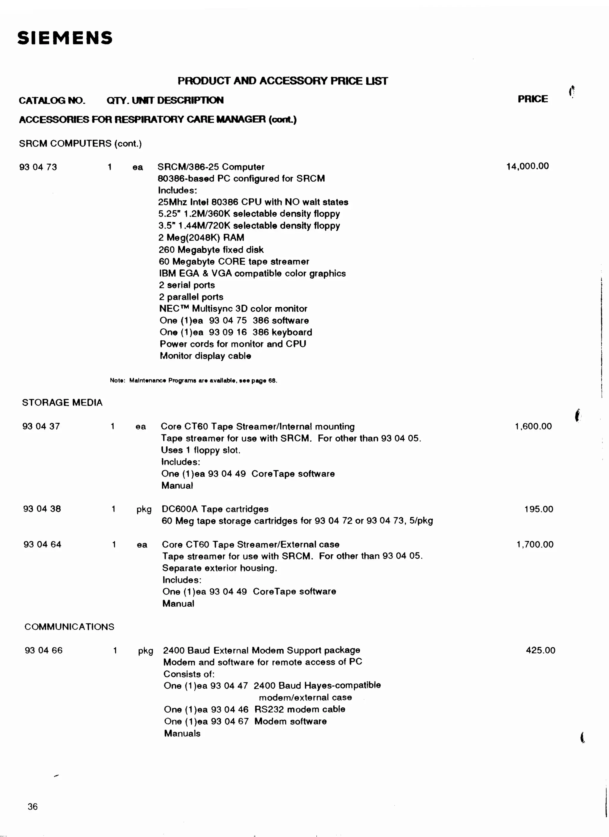 Siemens product & accessory price list | PDF