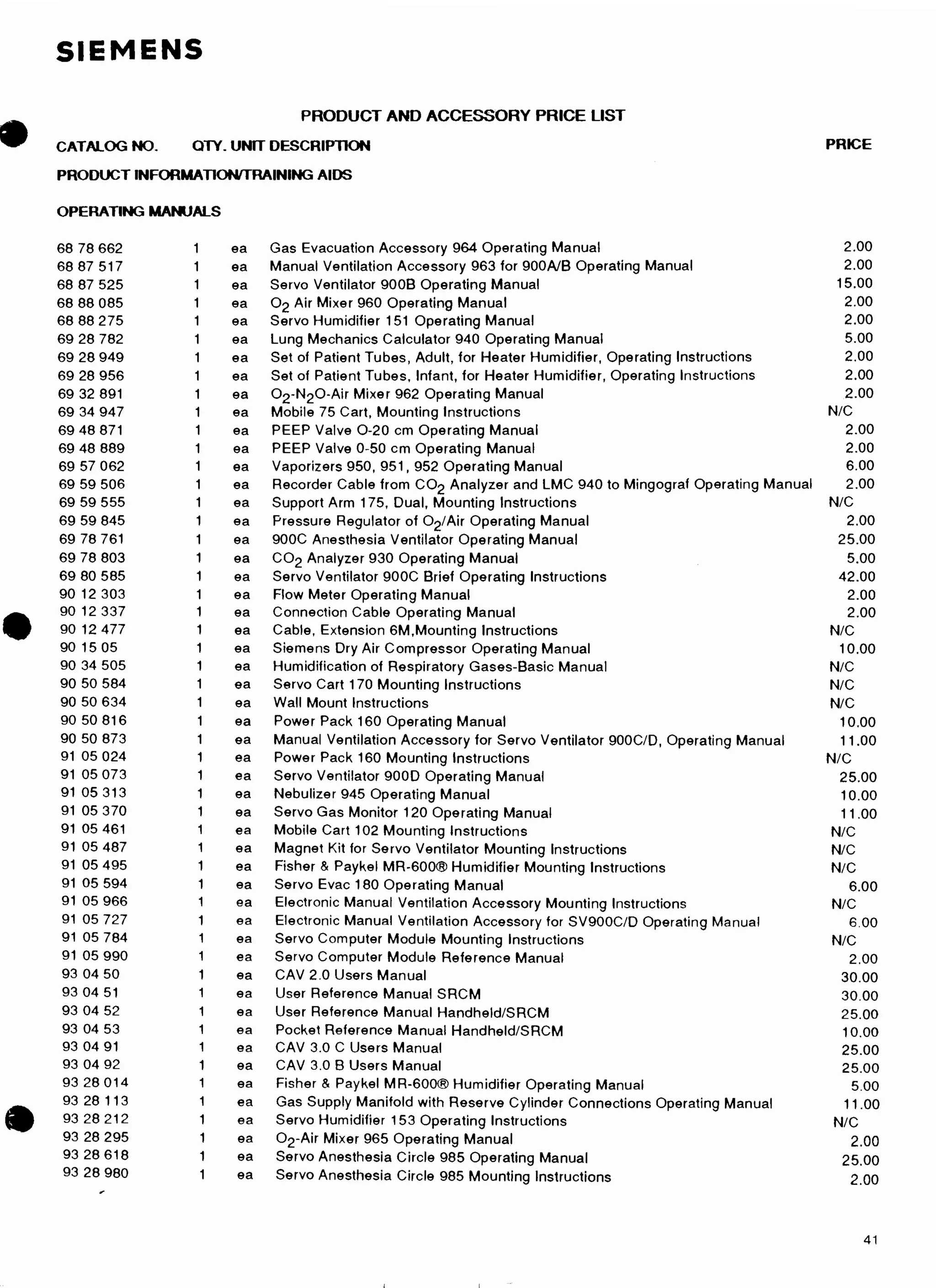 Siemens product & accessory price list | PDF