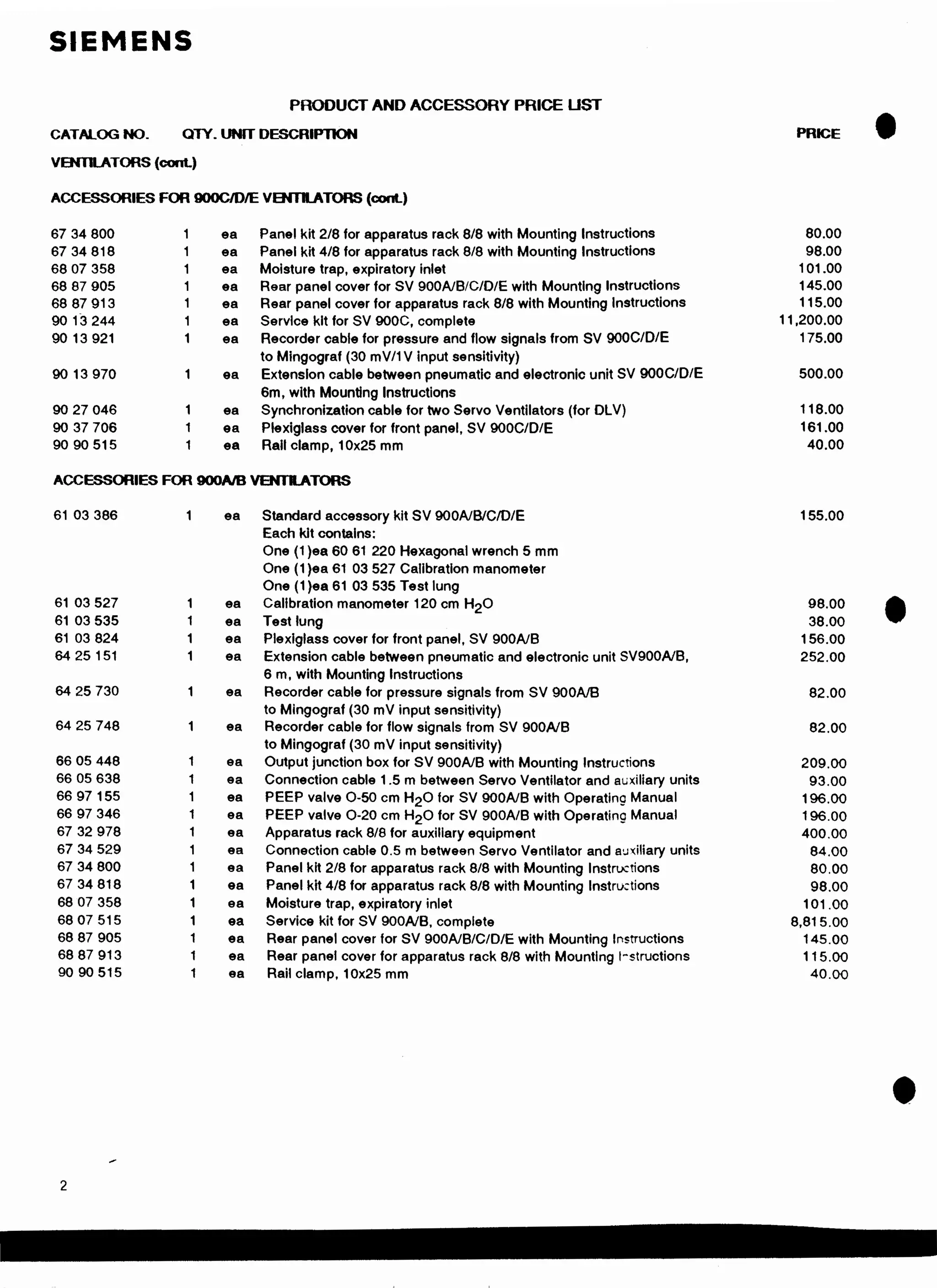Siemens product & accessory price list | PDF