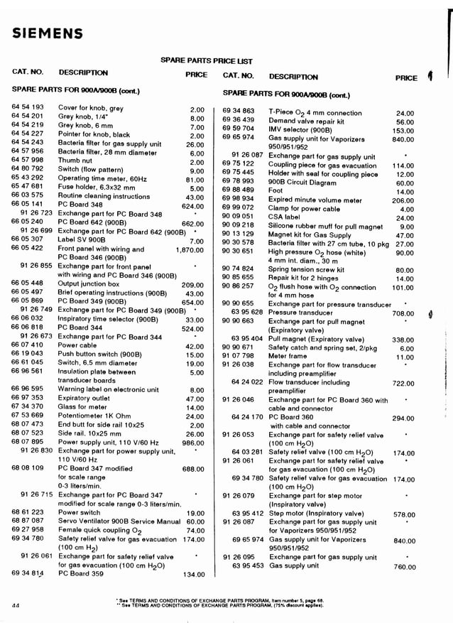 Siemens product & accessory price list | PDF
