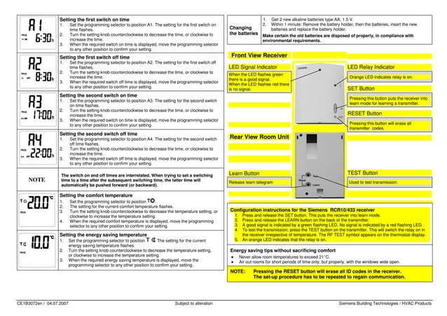 Siemens room stat instructions | PDF | Weather | Science