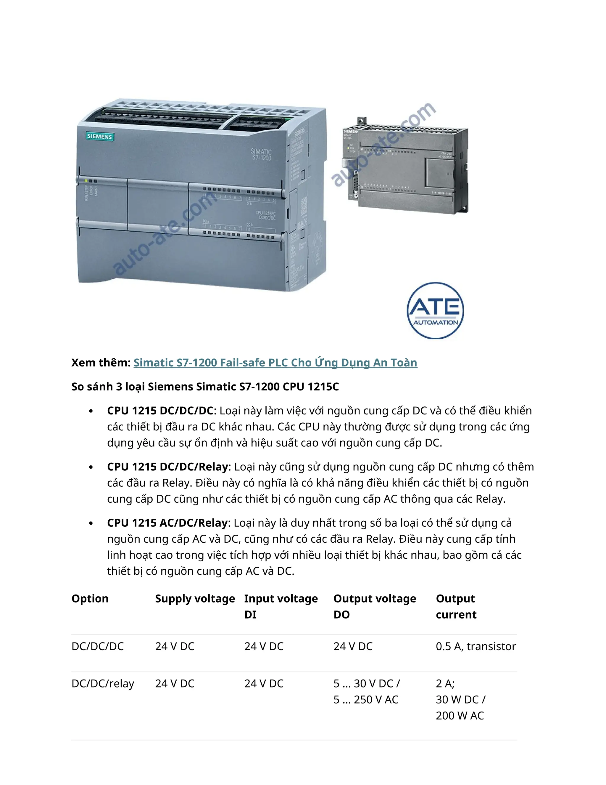 Siemens S7-1200 CPU 1215C Và Những Ứng Dụng Phổ Biến | DOCX