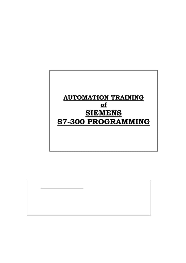 Siemens s7 300 programming | PDF