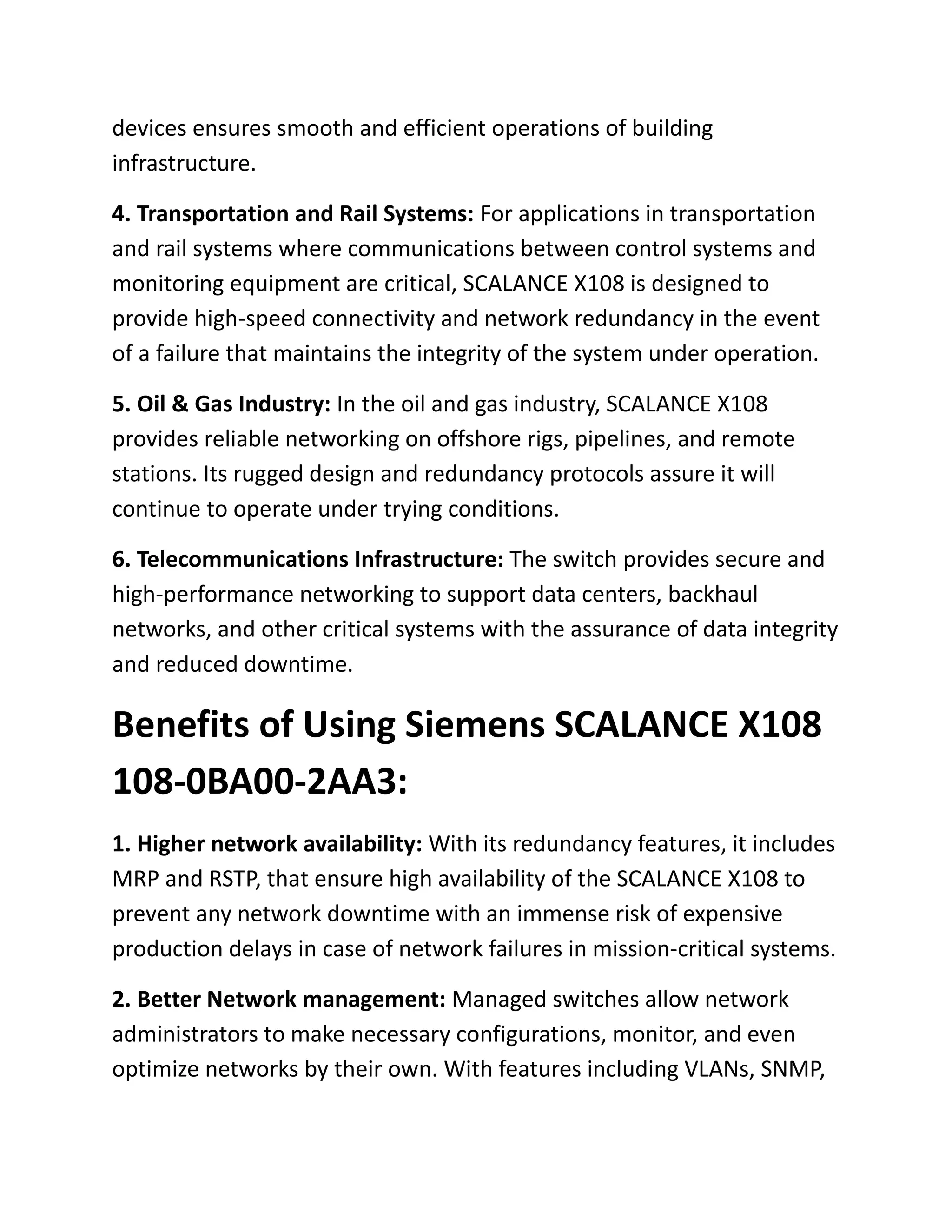 Siemens Scalance X108 108-0Ba00-2Aa3 Simatic Net Industrial Ethernet ...