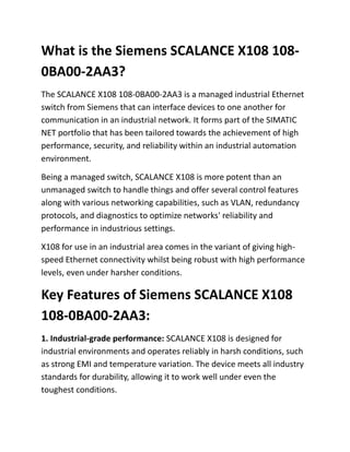 Siemens Scalance X108 108-0Ba00-2Aa3 Simatic Net Industrial Ethernet ...