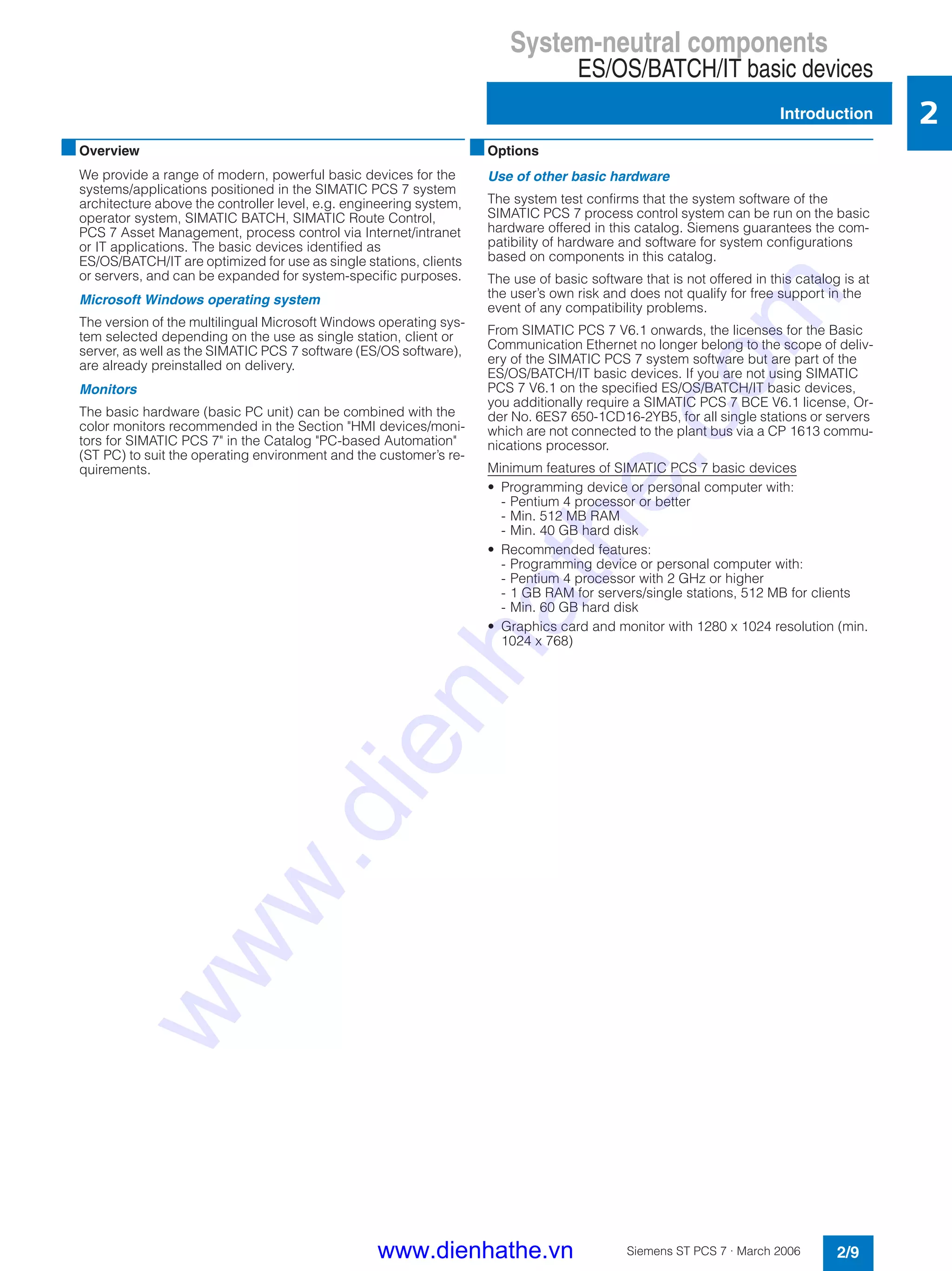Siemens simatic simatic pcs 7 standardcatalog st pcs 7 v6.1 | PDF