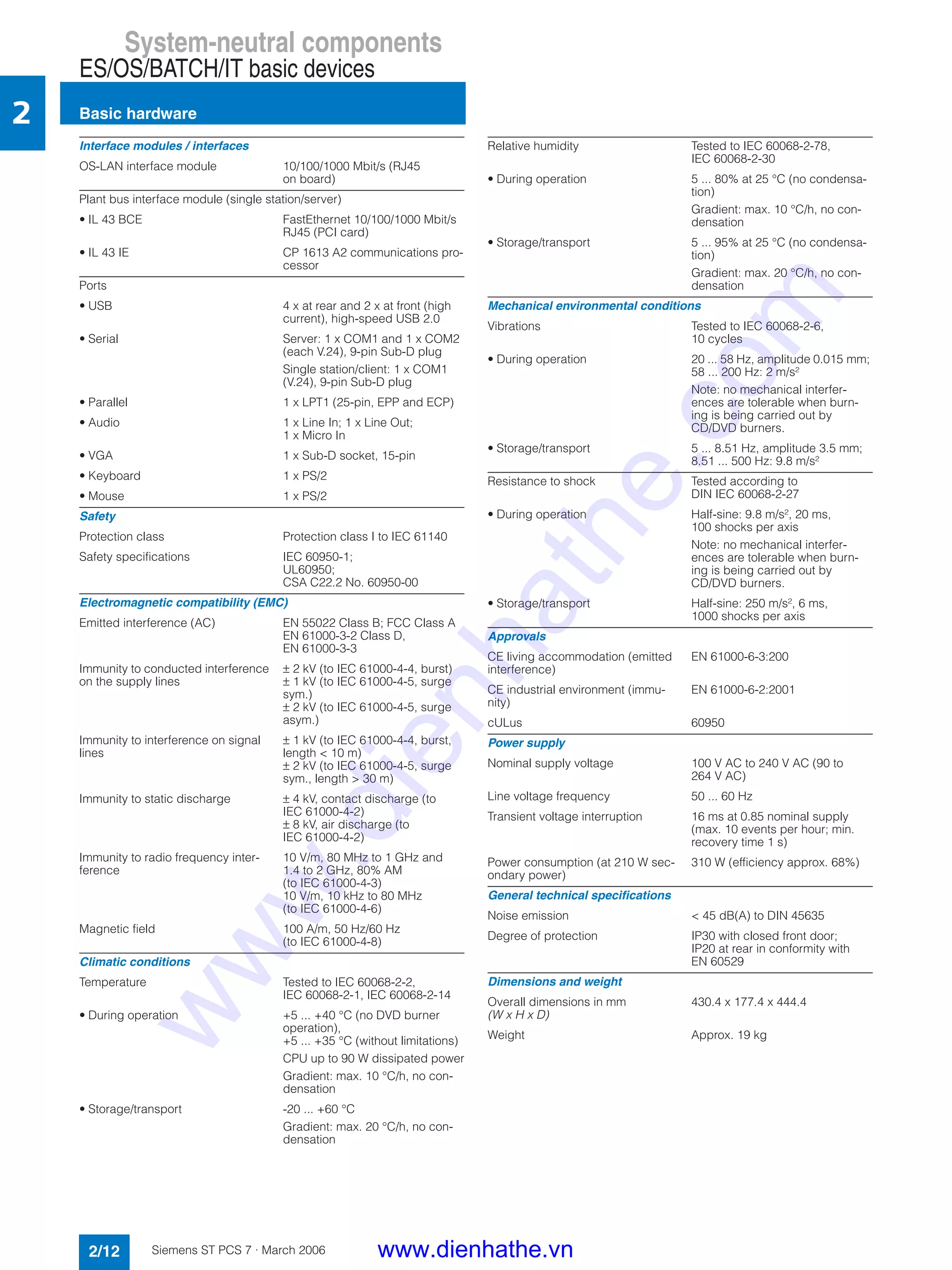 Siemens simatic simatic pcs 7 standardcatalog st pcs 7 v6.1 | PDF