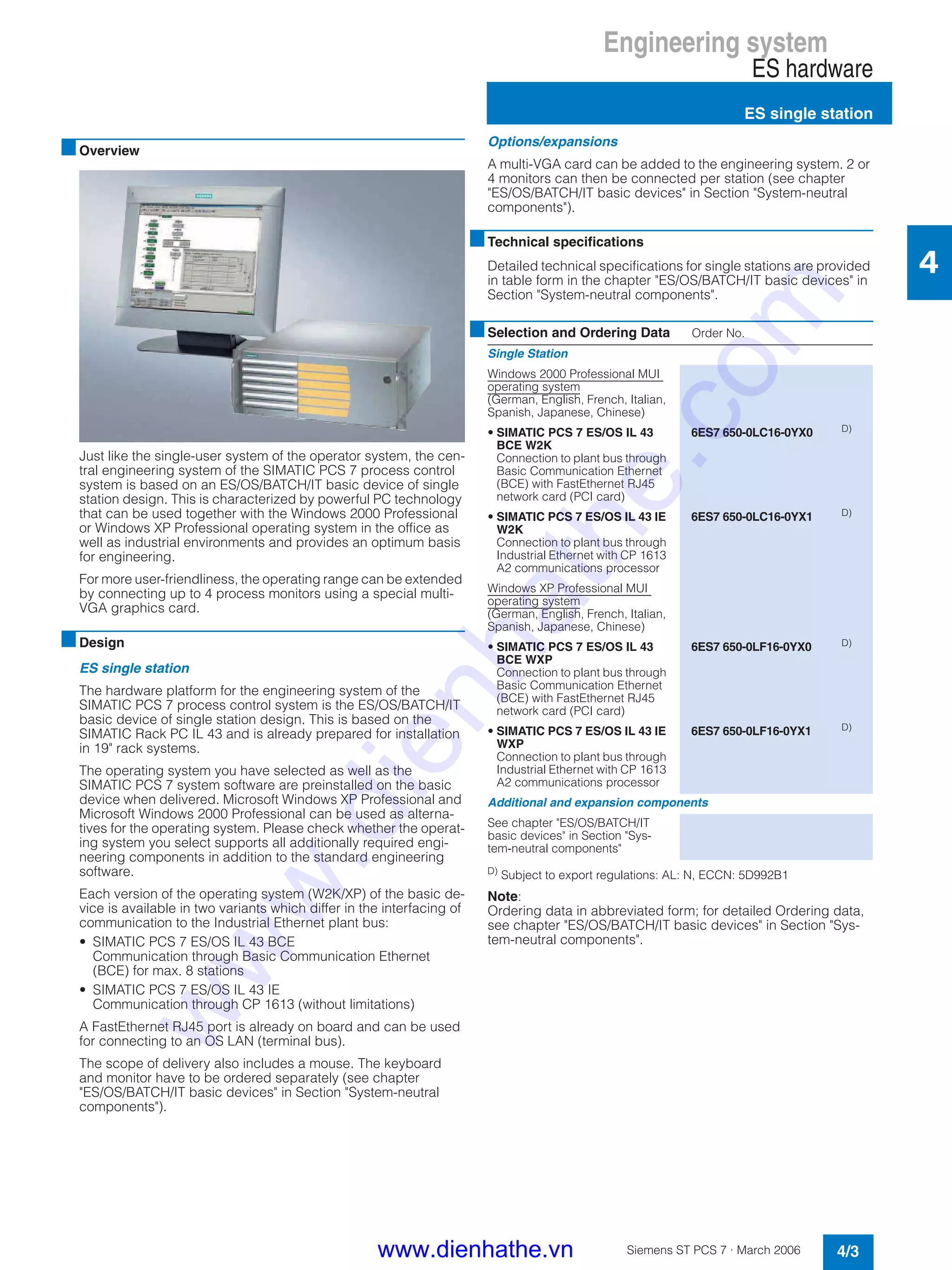 Siemens simatic simatic pcs 7 standardcatalog st pcs 7 v6.1 | PDF