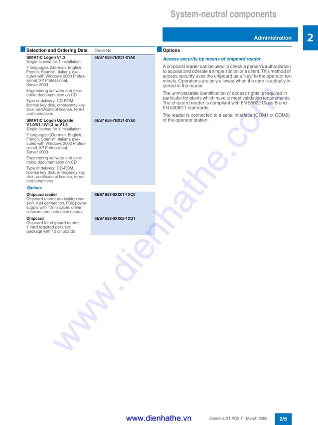 Siemens simatic simatic pcs 7 standardcatalog st pcs 7 v6.1 | PDF