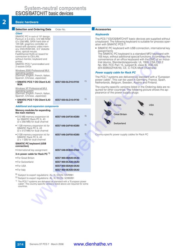 Siemens simatic simatic pcs 7 standardcatalog st pcs 7 v6.1 | PDF
