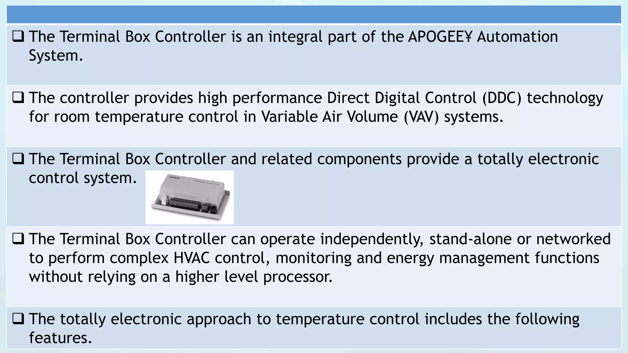 Siemens Terminal Box Controller (APOGEE Automation System ) | PPTX