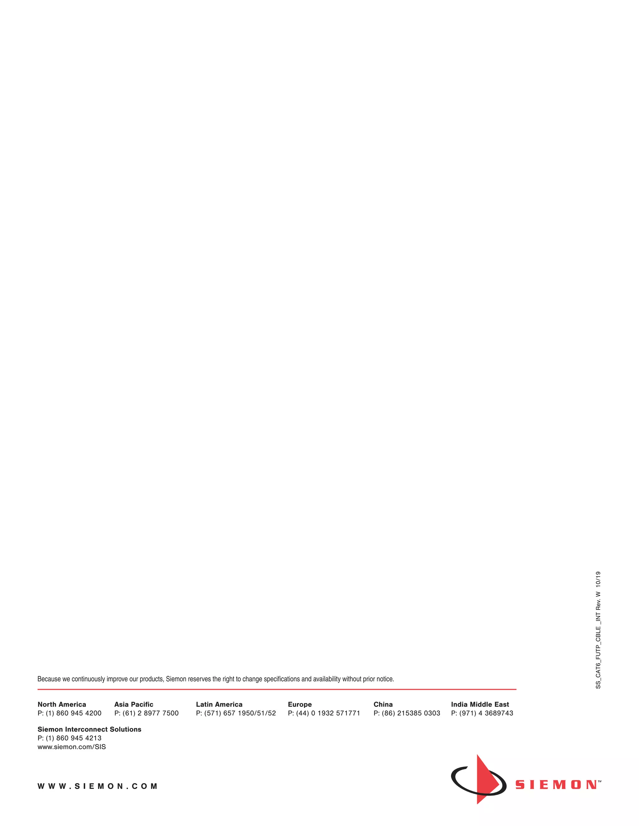 Siemon cat6 a cable data sheet upload | PDF