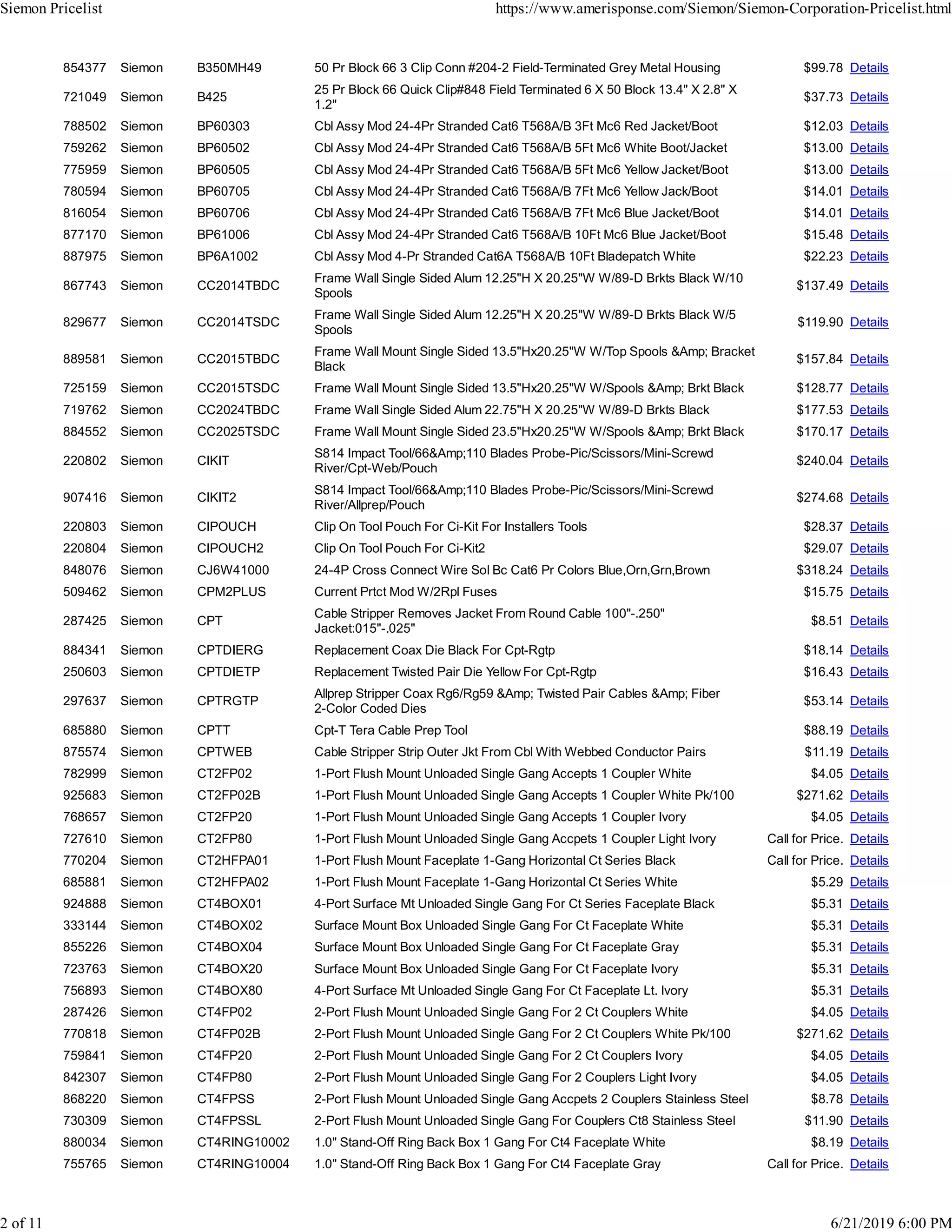 Siemon price list | PDF