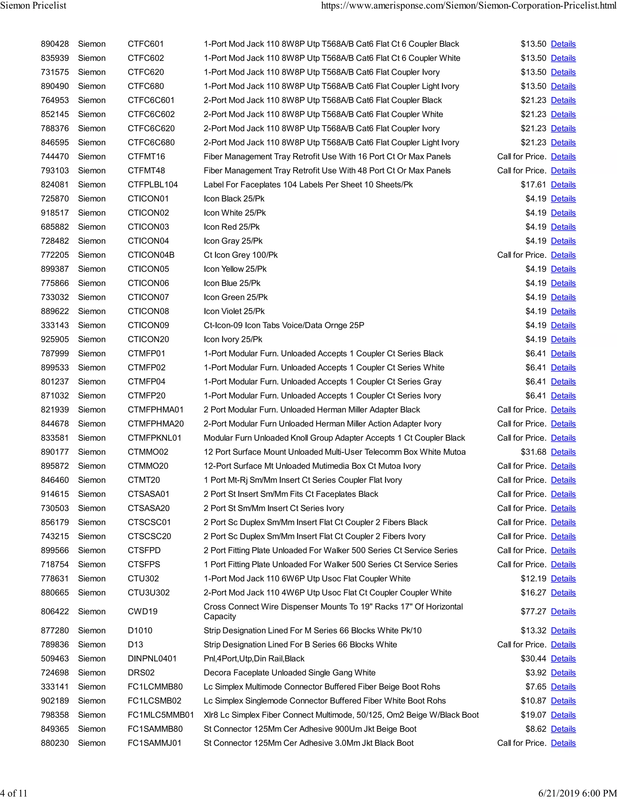 Siemon price list | PDF