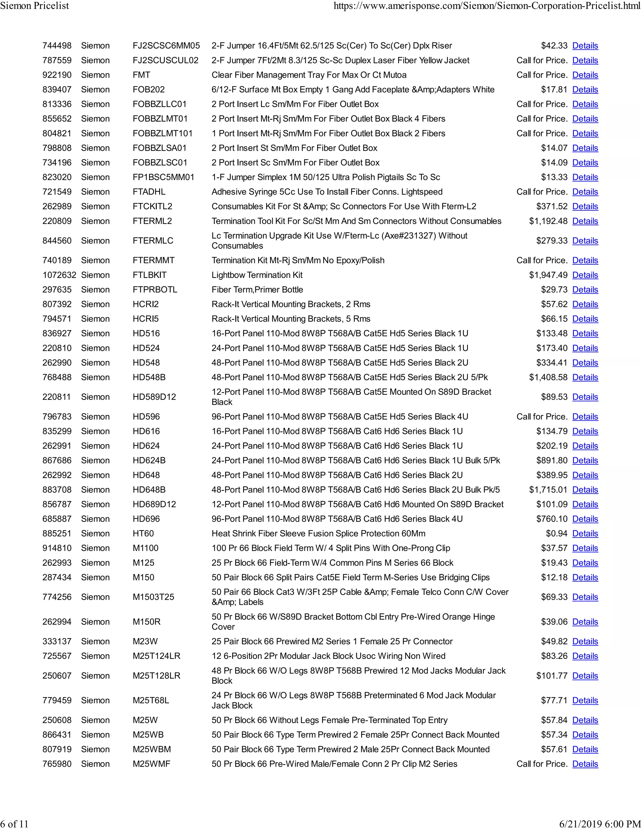 Siemon price list | PDF