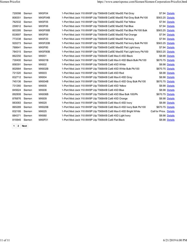 Siemon price list | PDF