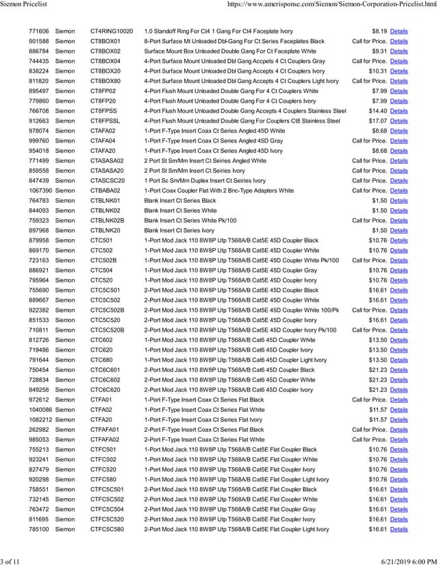 Siemon price list | PDF