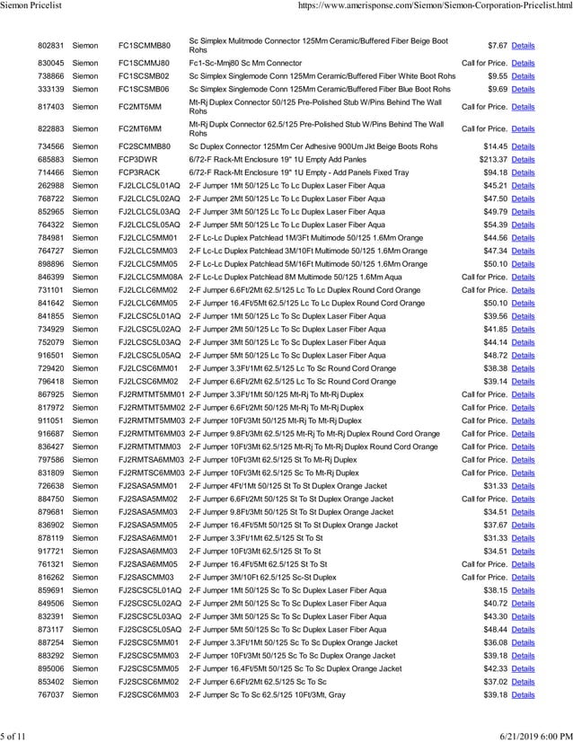 Siemon price list | PDF