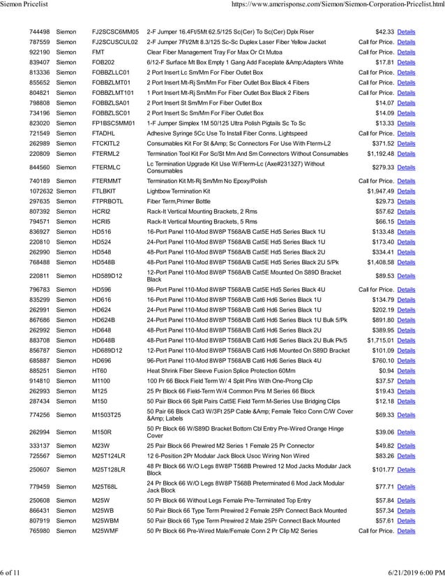 Siemon price list | PDF