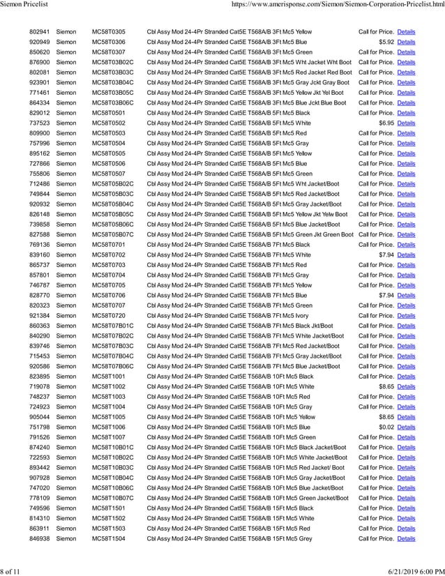 Siemon price list | PDF