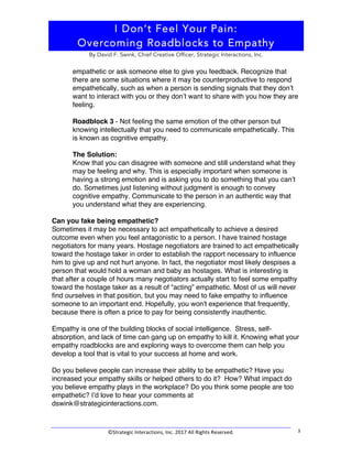 I Don't Feel Your Pain: Overcoming Roadblocks to Empathy | PDF | Brain ...