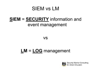 Implementing and Running SIEM: Approaches and Lessons | PPT