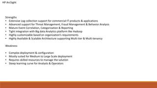 QRadar, ArcSight and Splunk | PPTX