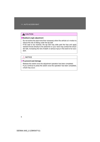 2012 Toyota Sienna Auto Access Seat | PDF