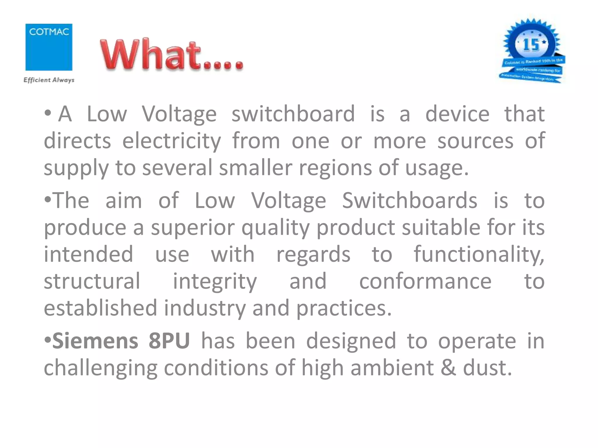 Siepan 8PU LV Switchboards | PPTX