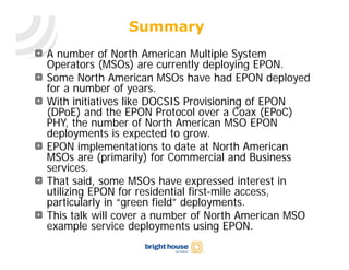 North American MSO – EPON Deployments | PDF