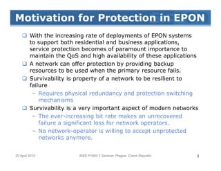 Resilience and Service Protection in EPON | PPT