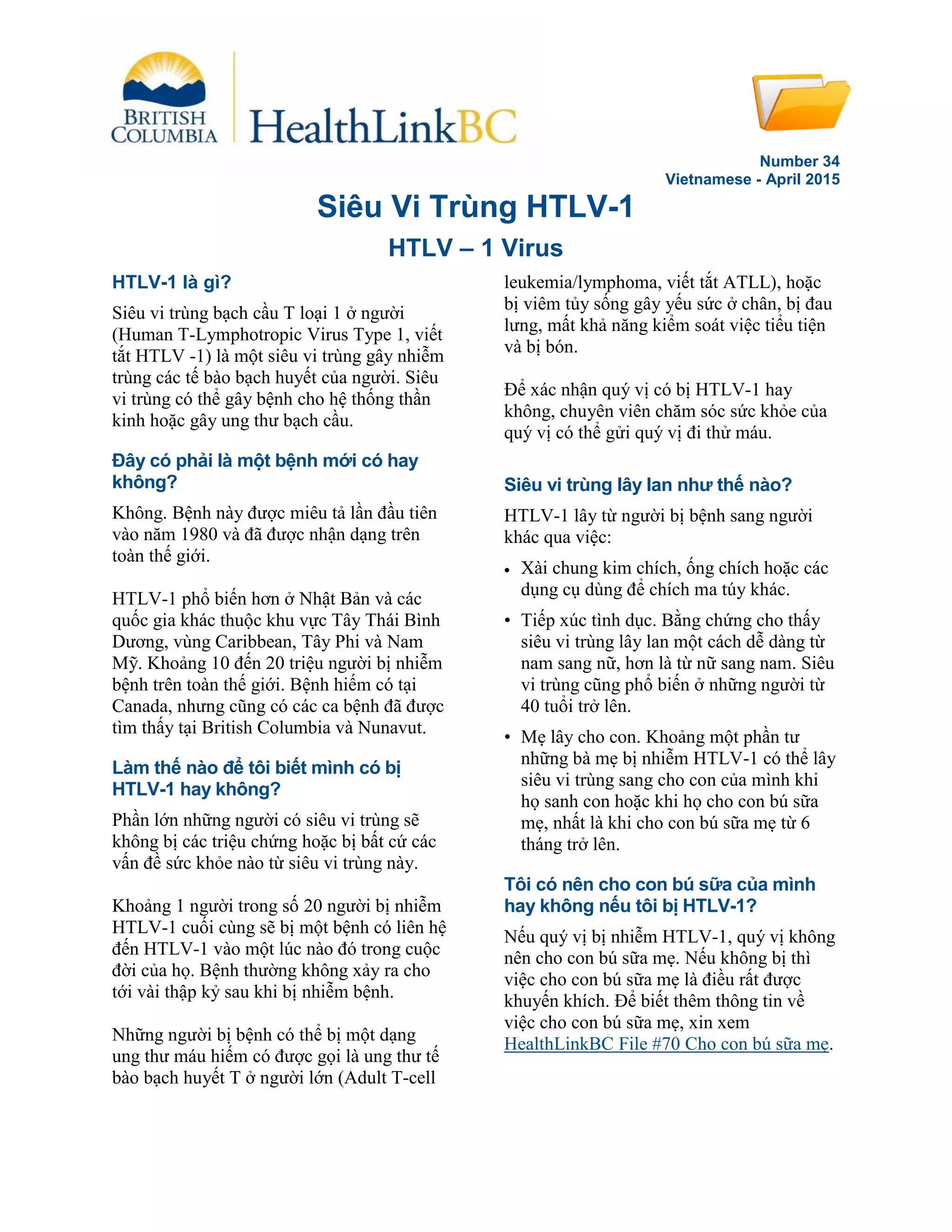 Siêu Vi Trùng HTLV-1 | PDF