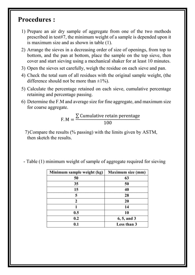 Sieve Analysis of Fine & Coarse Aggregate | Jameel Academy | PDF ...