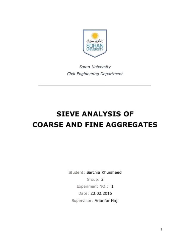 Sieve analysis of coarse and fine aggregate - Report | DOCX