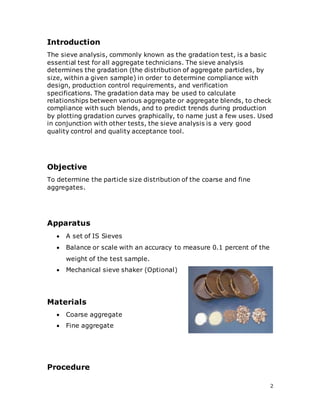 Sieve analysis of coarse and fine aggregate - Report | DOCX