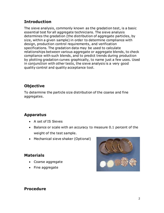 Sieve analysis of coarse and fine aggregate - Report | DOCX