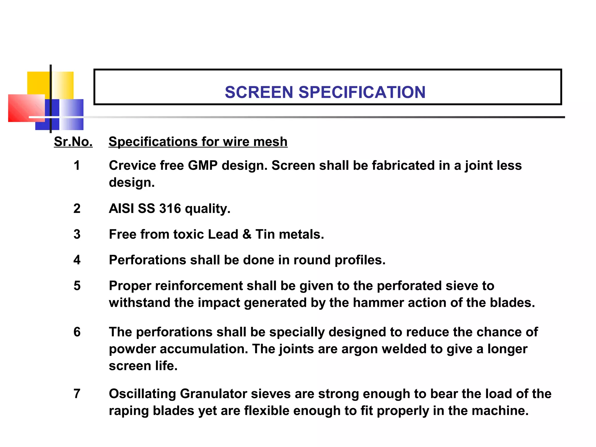 Sieves & Screens used during processing of pharmaceutical products | PPT