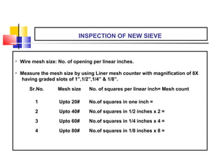 Sifter Screen Size Chart