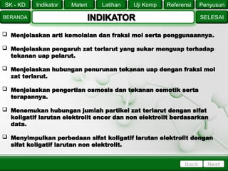 sifat koligatif larutan, konsentrasi larutan, penurunan tekanan uap ...