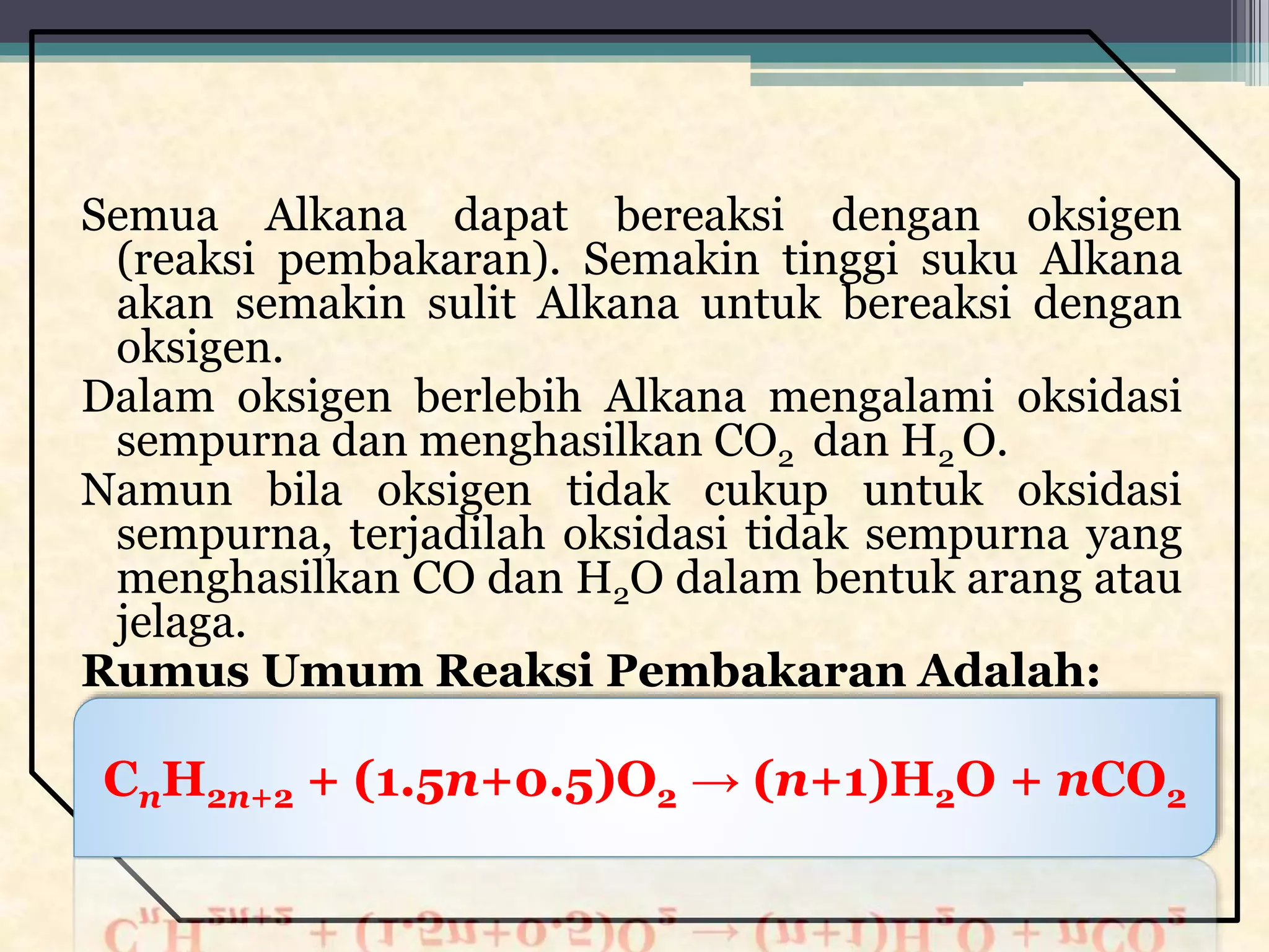 Sifat sifat kimia alkana | PPTX