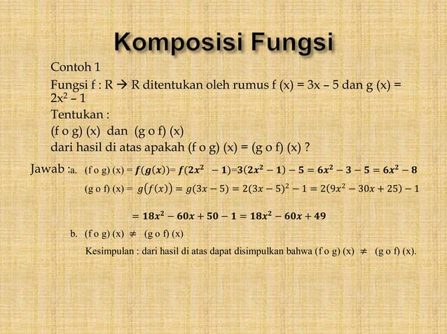 Sifat sifat operasi fungsi dan komposisi fungsi | PPTX