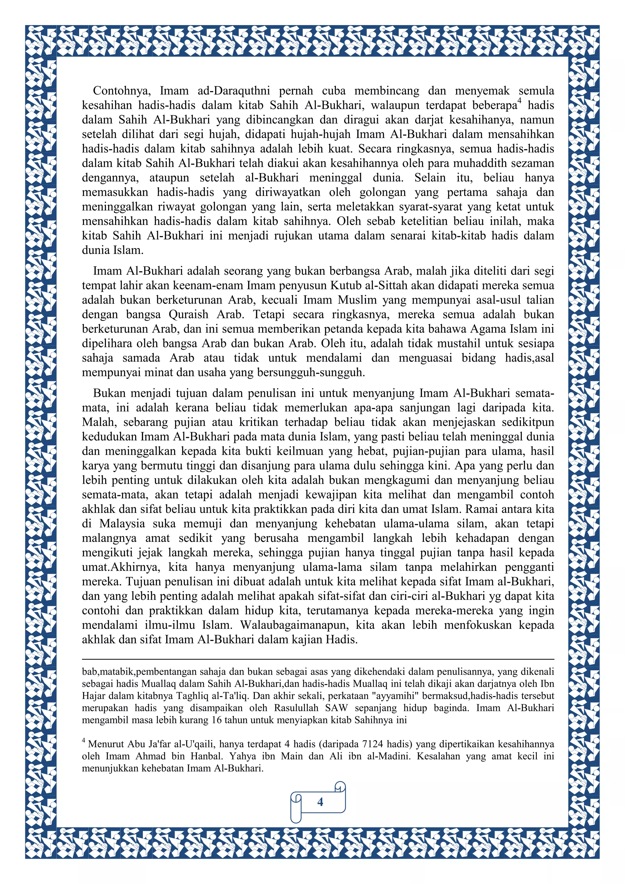 "Sifat Al-Bukhari Dalam Kajian Hadis" | PDF