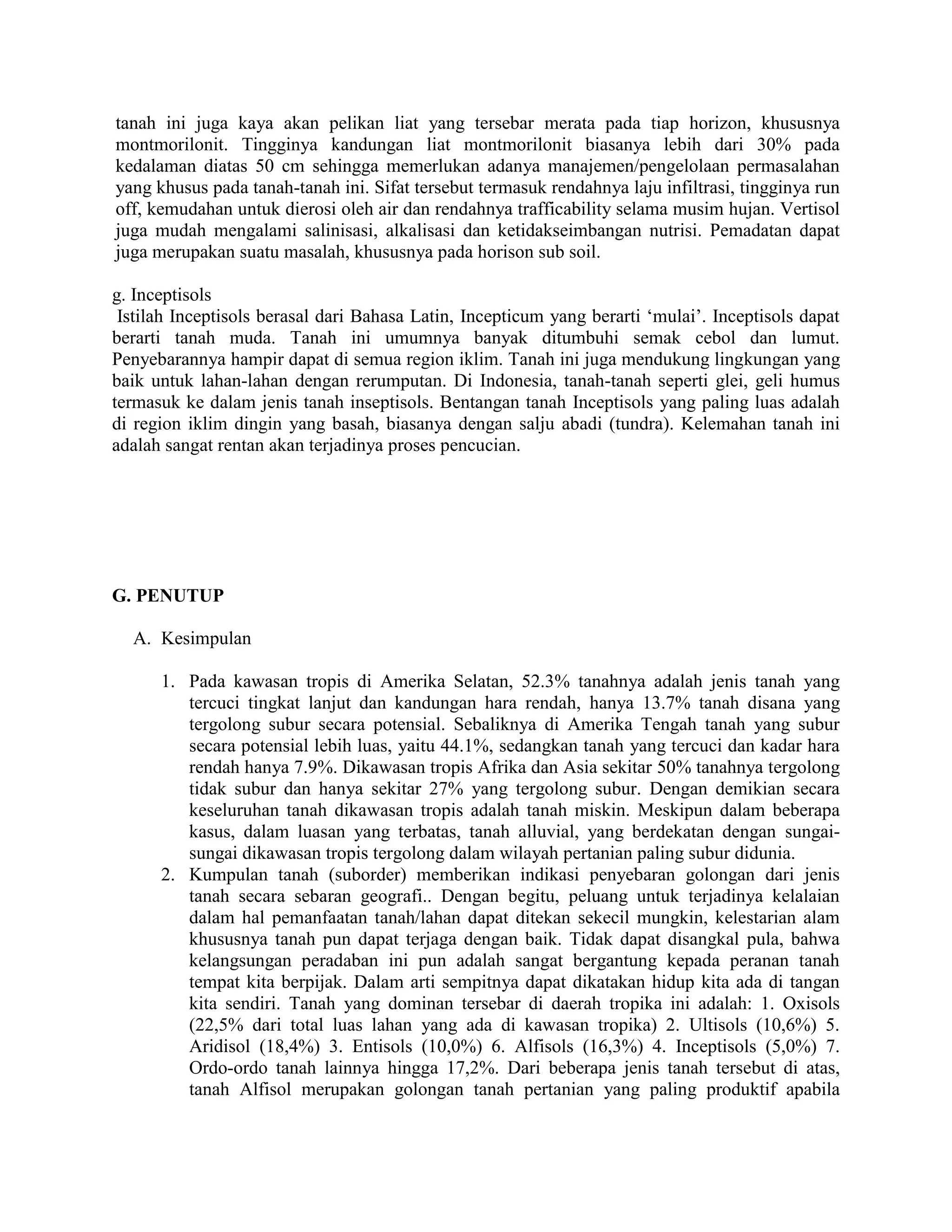 SIFAT DAN CIRI TANAH PADA KAWASAN HUTAN TROPIS DI DUNIA | PDF