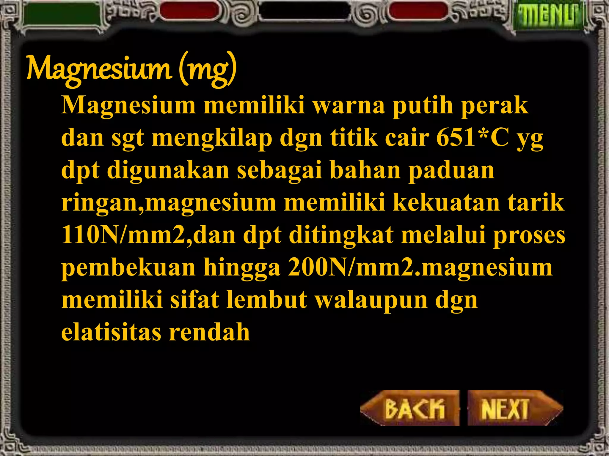 Sifat dan karakteristik logam non fero | PPTX