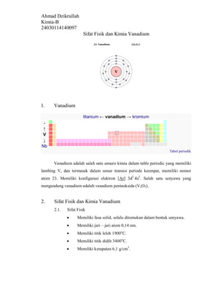 Sifat Fisik dan Kimia Vanadium | PDF
