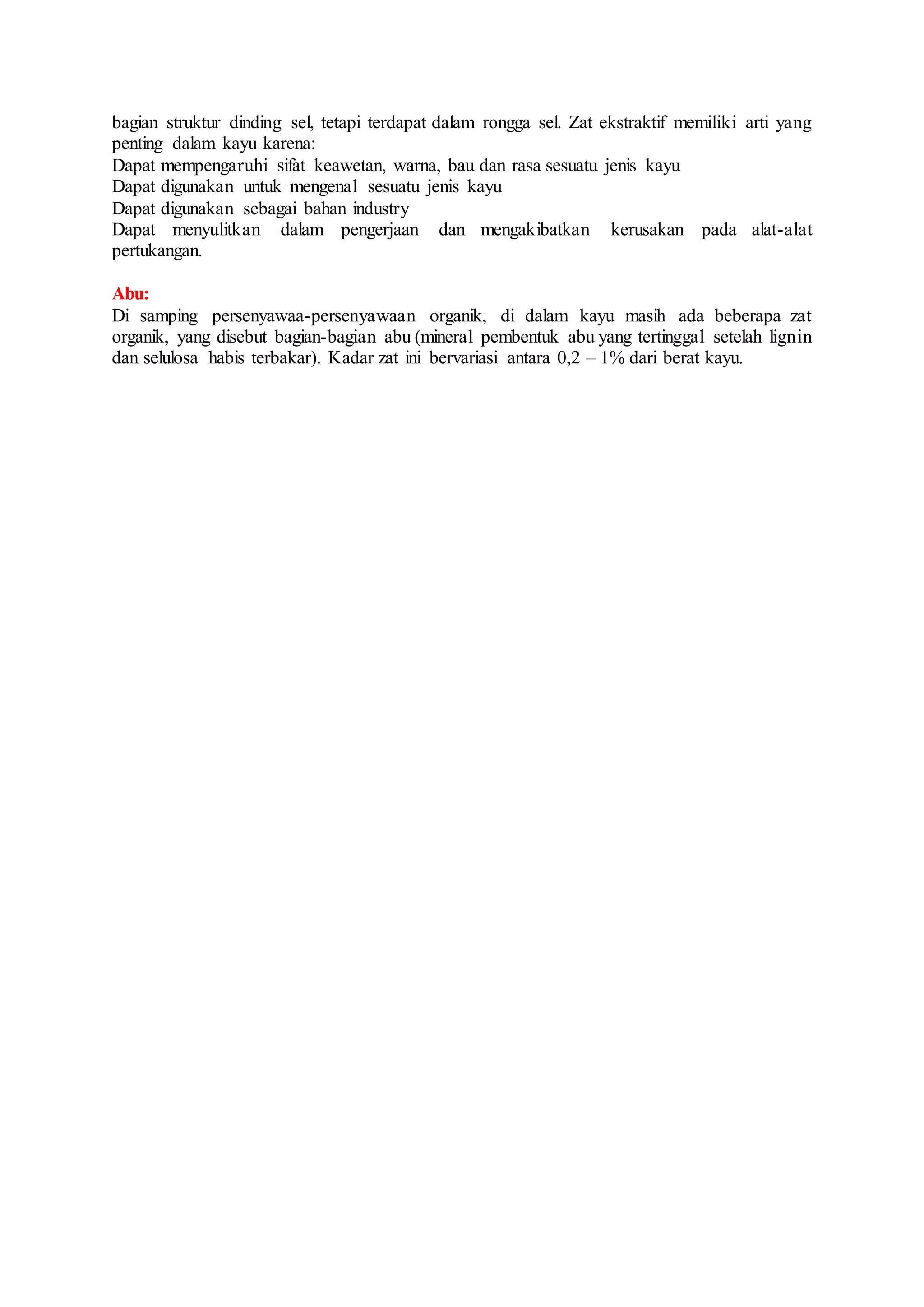 Sifat kayu | DOCX