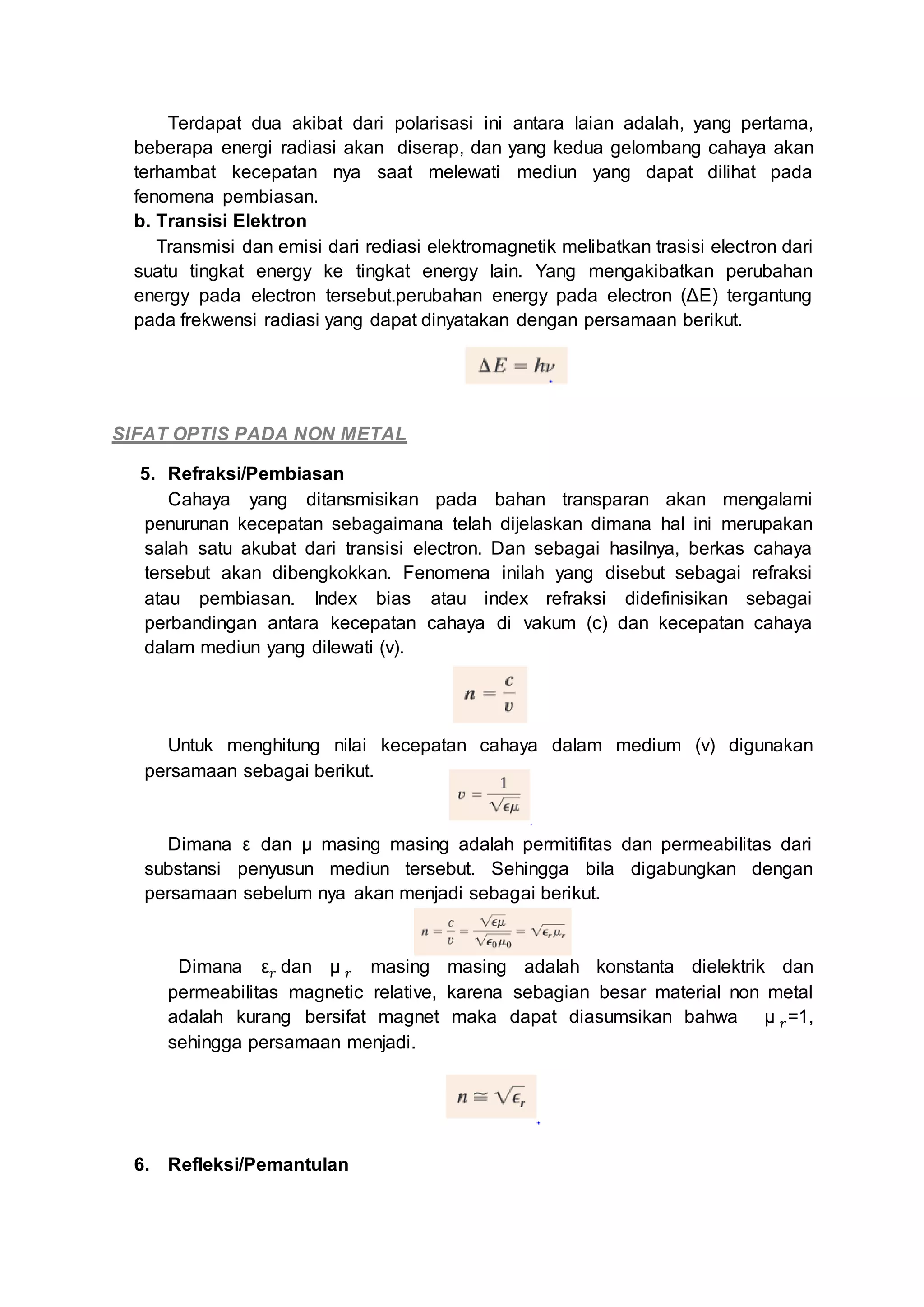 Sifat optik material (callister chapter 21) | DOCX