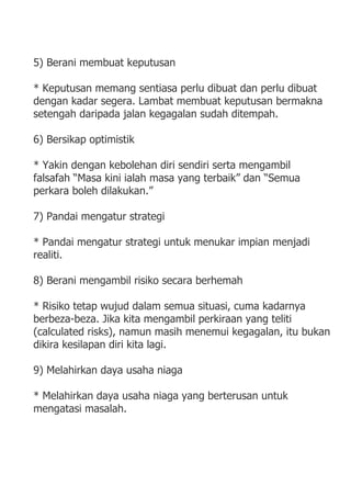 Sifat peribadi usahawan | DOCX
