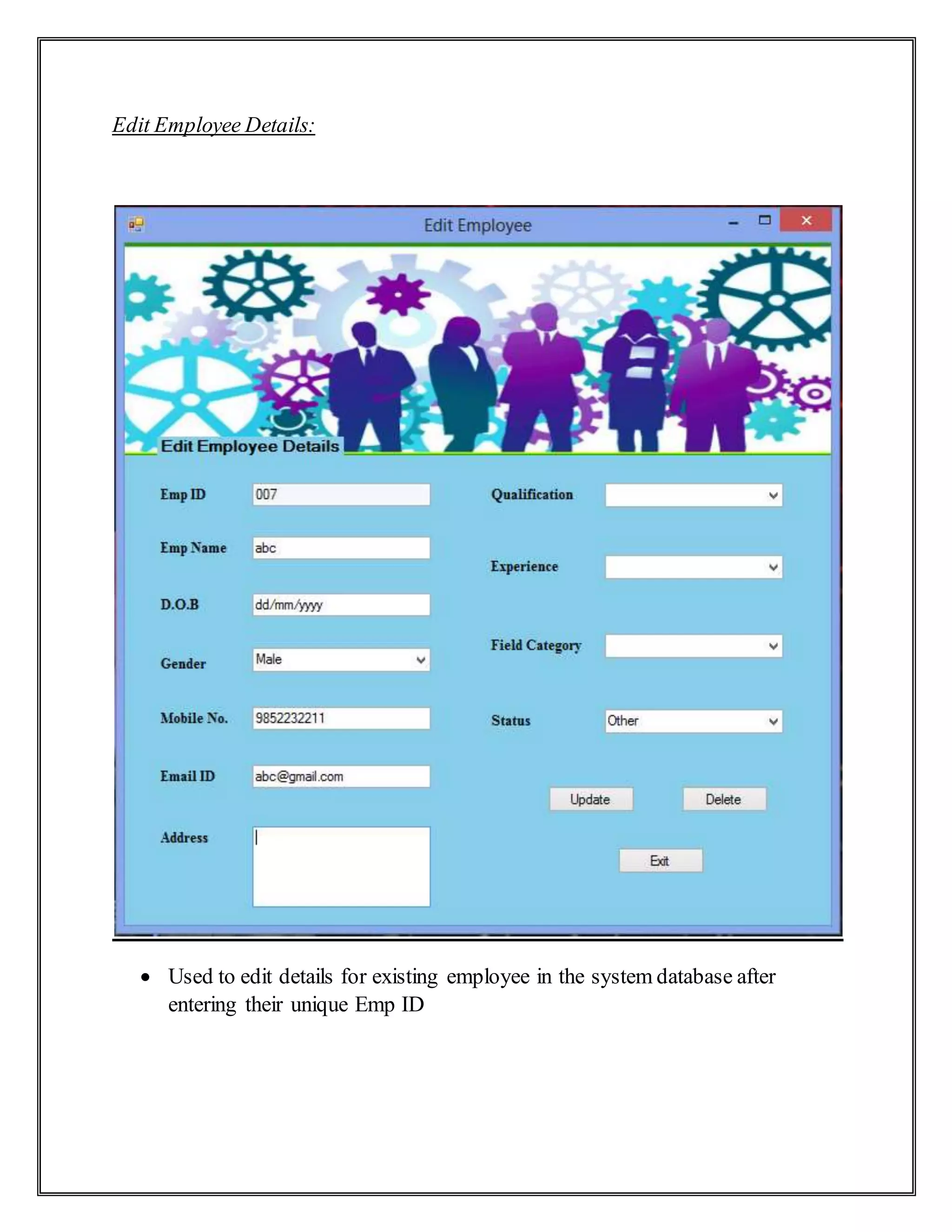 HMRS - Human Resource Management System (VB.Net) | DOCX