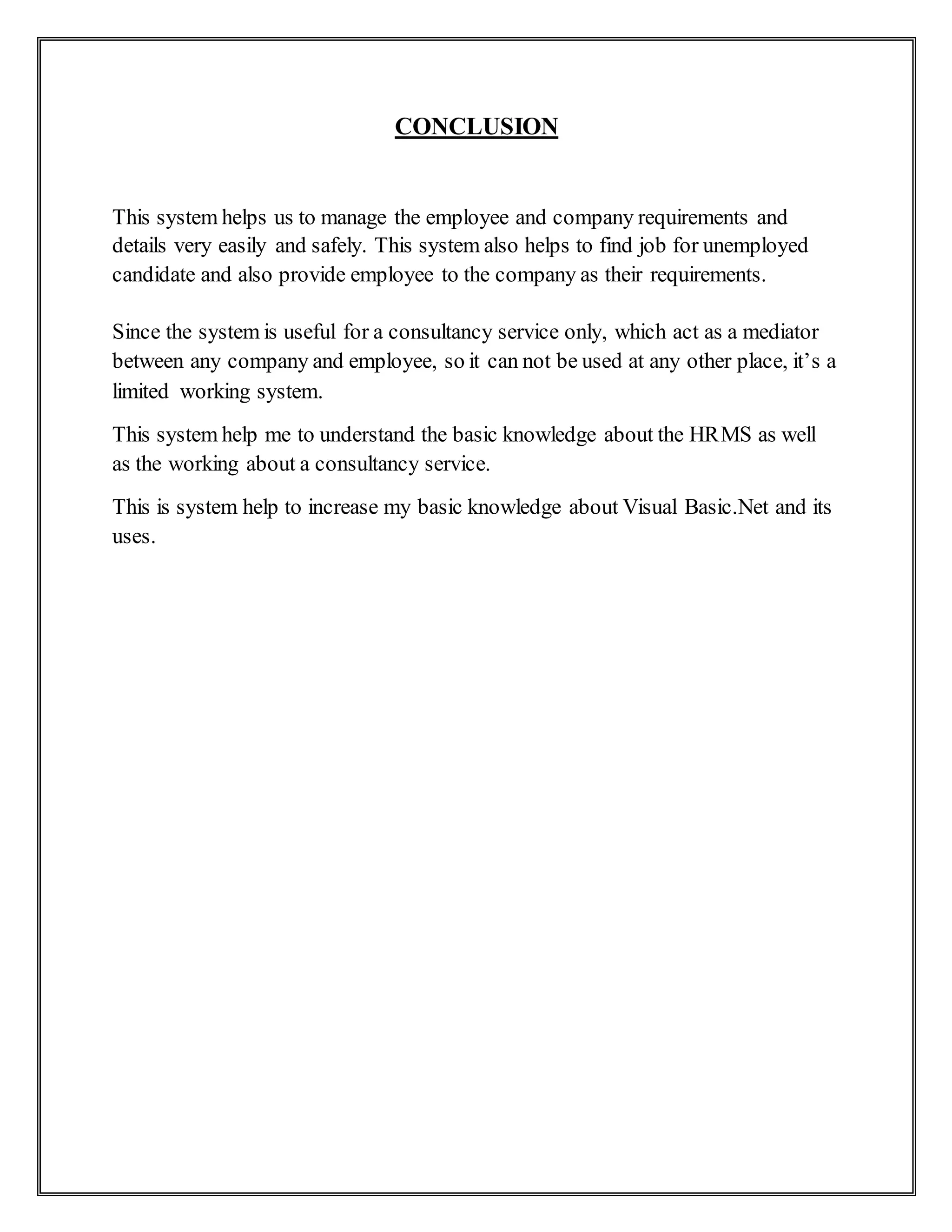 HMRS - Human Resource Management System (VB.Net) | DOCX